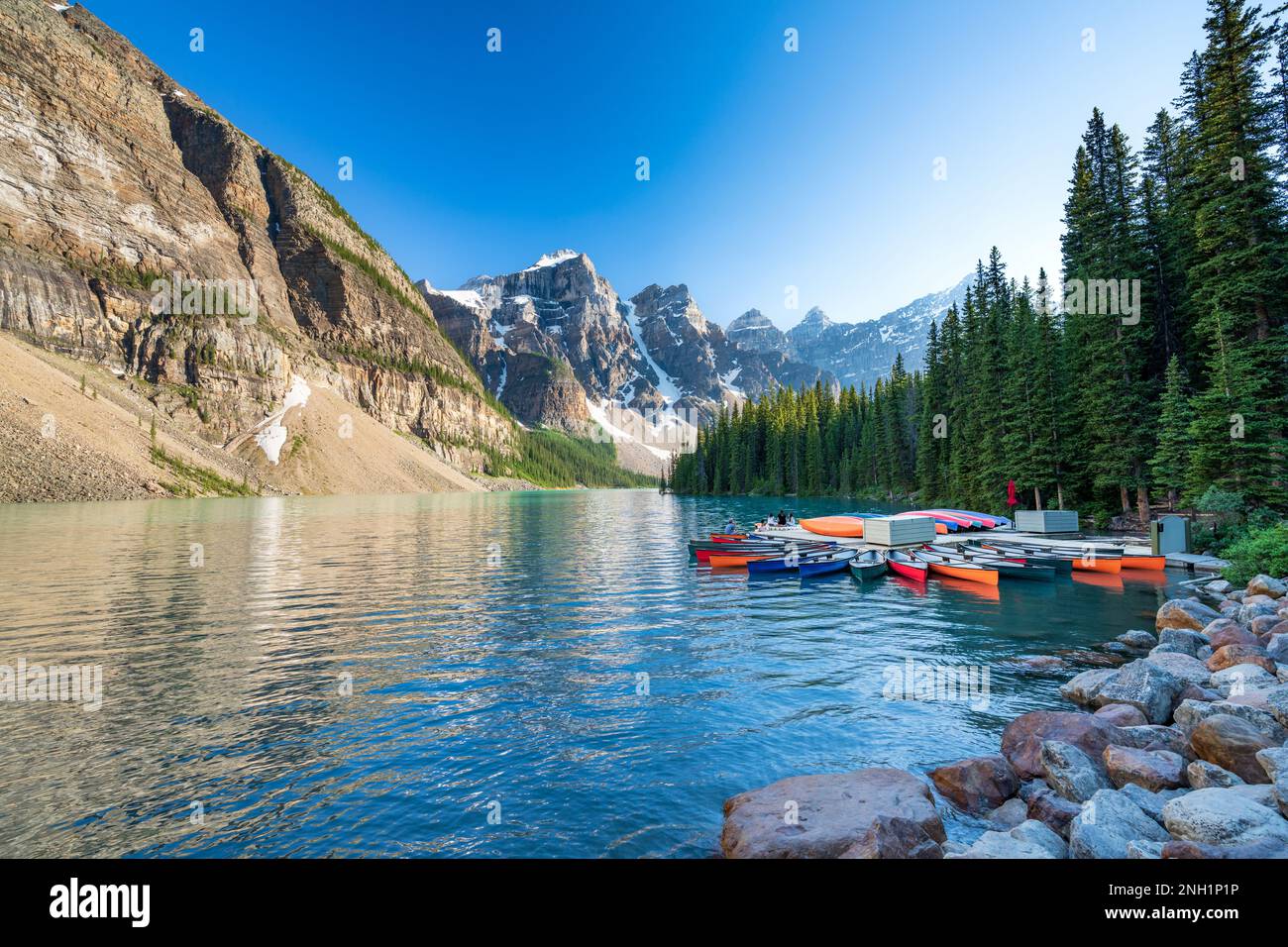 Banff National Park beautiful landscape. Moraine Lake in summer time. Alberta, Canada. Canadian ...