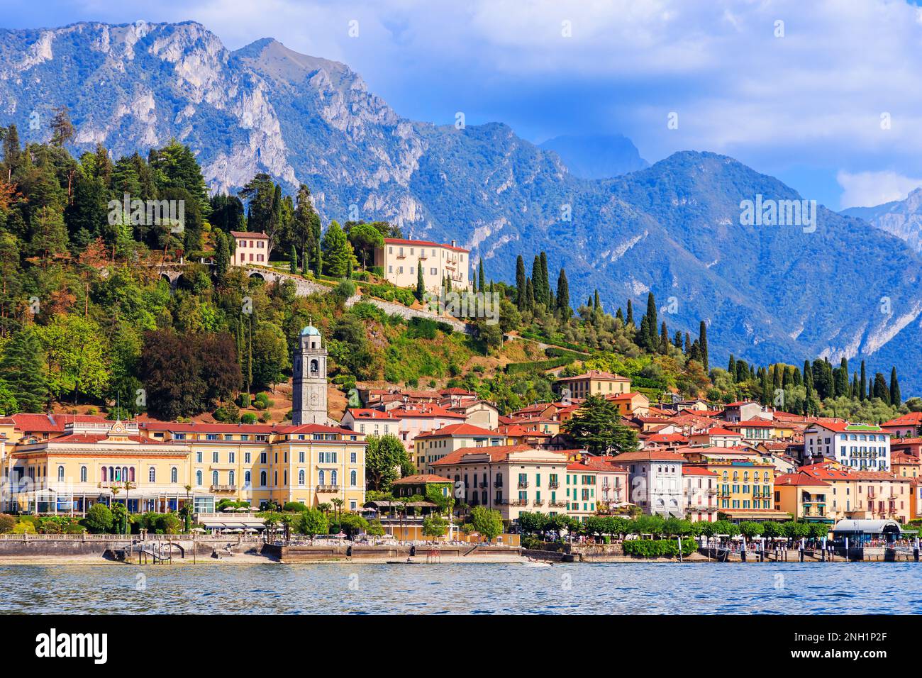 Bellagio town in Como lake district. Italian traditional lake village ...