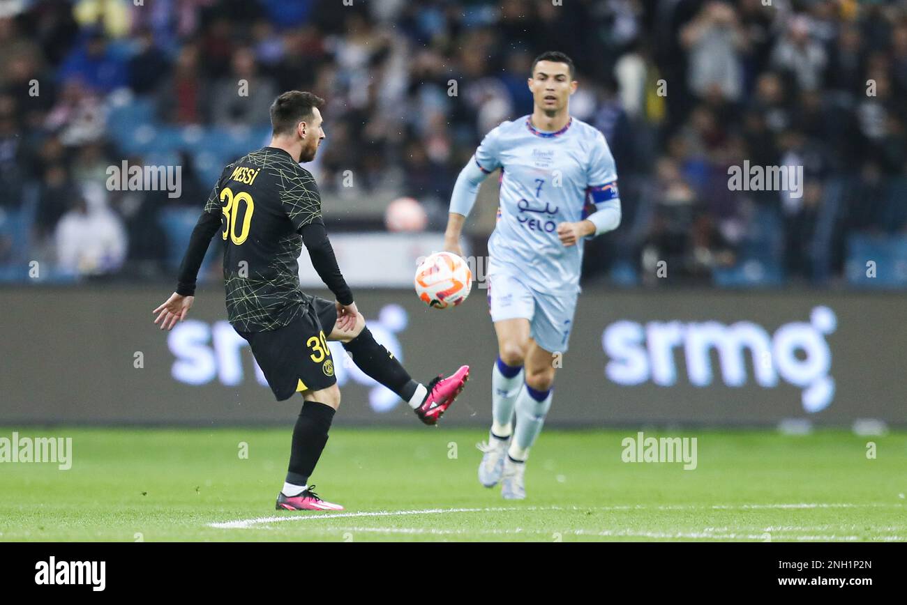 Lionel Messi in action during the Riyadh All-Star XI vs Paris Saint ...