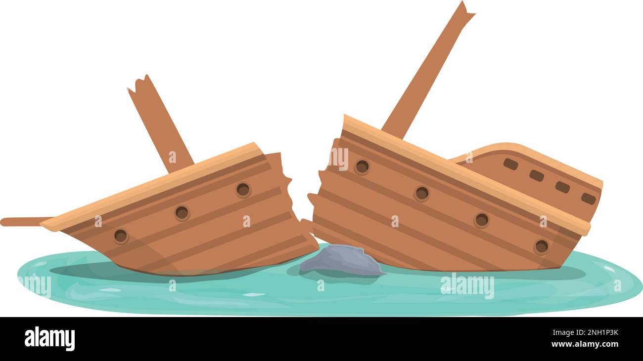 Sea shipwreck icon cartoon vector. Old ship. Ocean island Stock Vector ...