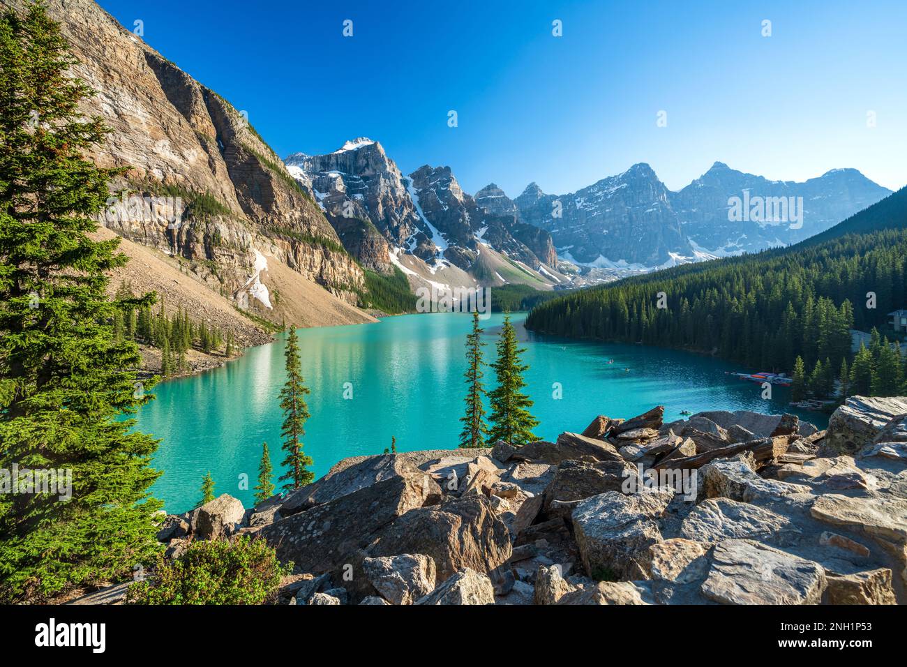 Banff National Park beautiful landscape. Moraine Lake in summer time. Alberta, Canada. Canadian ...