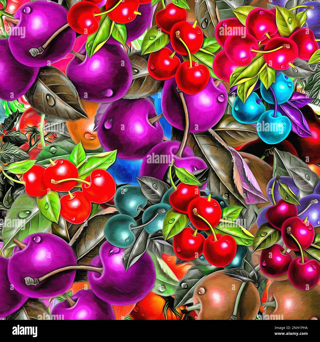 Computer graphics of abstract fruit of berry psychedelic stylization of ...
