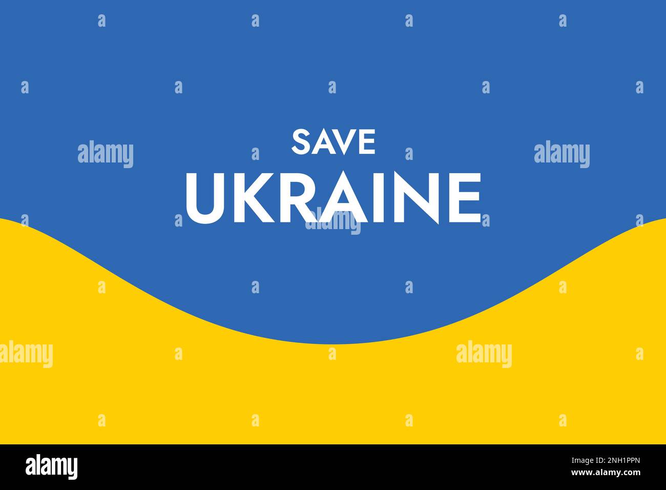 Poster with the words Save Ukraine on the background of the yellow-blue ...