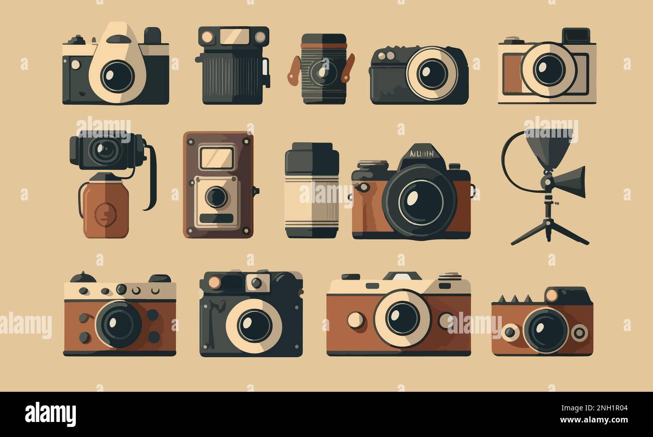 set of cameras, icon pack, set of retro cameras icon pack , vintage ...