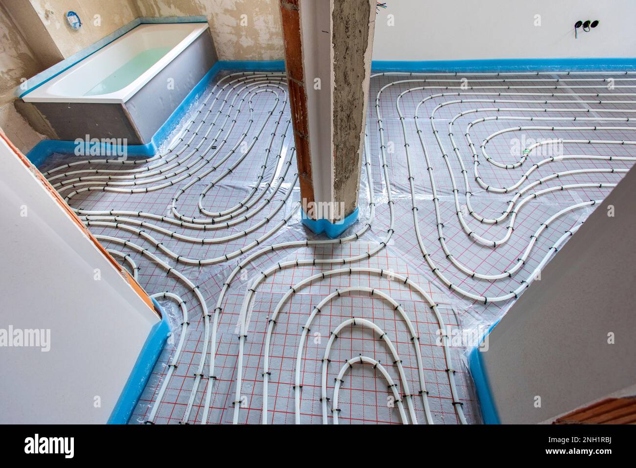 underfloor heating system in construction of new residential house ...