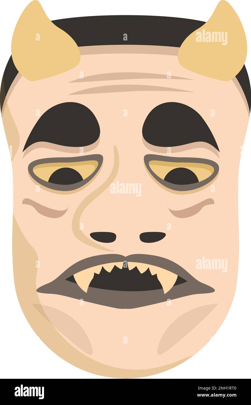 Noh mask icon cartoon vector. Japan face. Kabuki festival Stock Vector ...