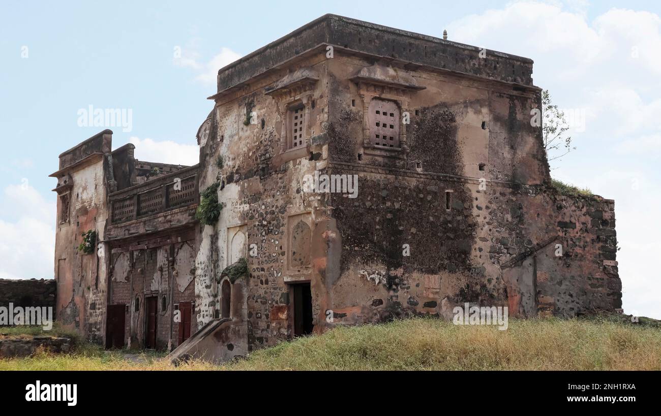 View of Kharbuja Mahal ruined walls, Dhar Fort, Madhya Pradesh, India ...