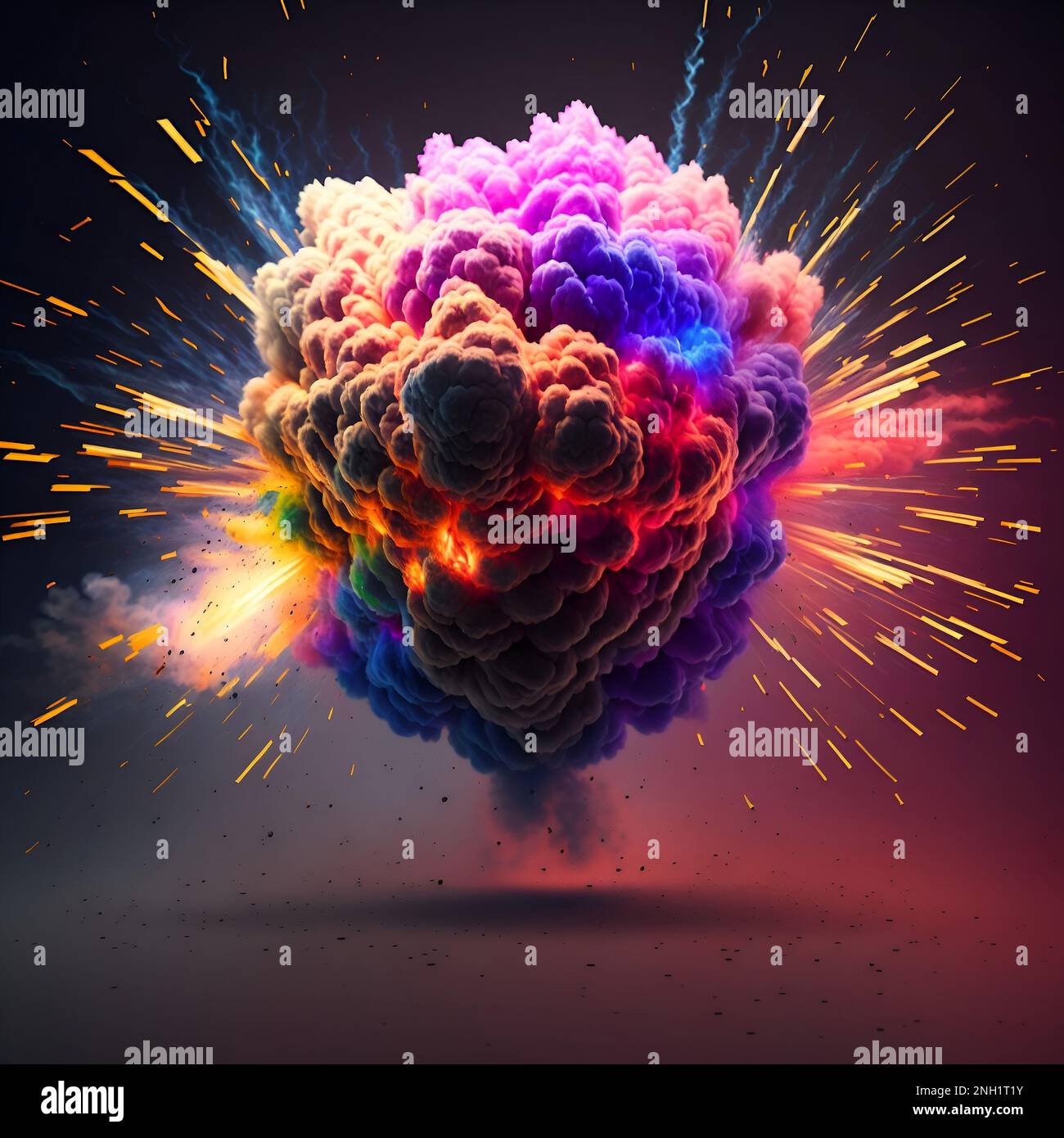 Powder paint explosion on light background creating an abstract artwork ...