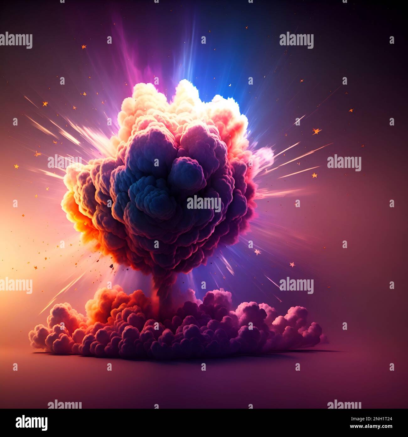 A vibrant explosion of smoke in the air Stock Photo - Alamy