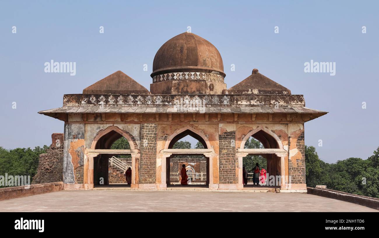 INDIA, MADHYA PRADESH, DHAR, November 2022, Tourist at Mandapa on the ...