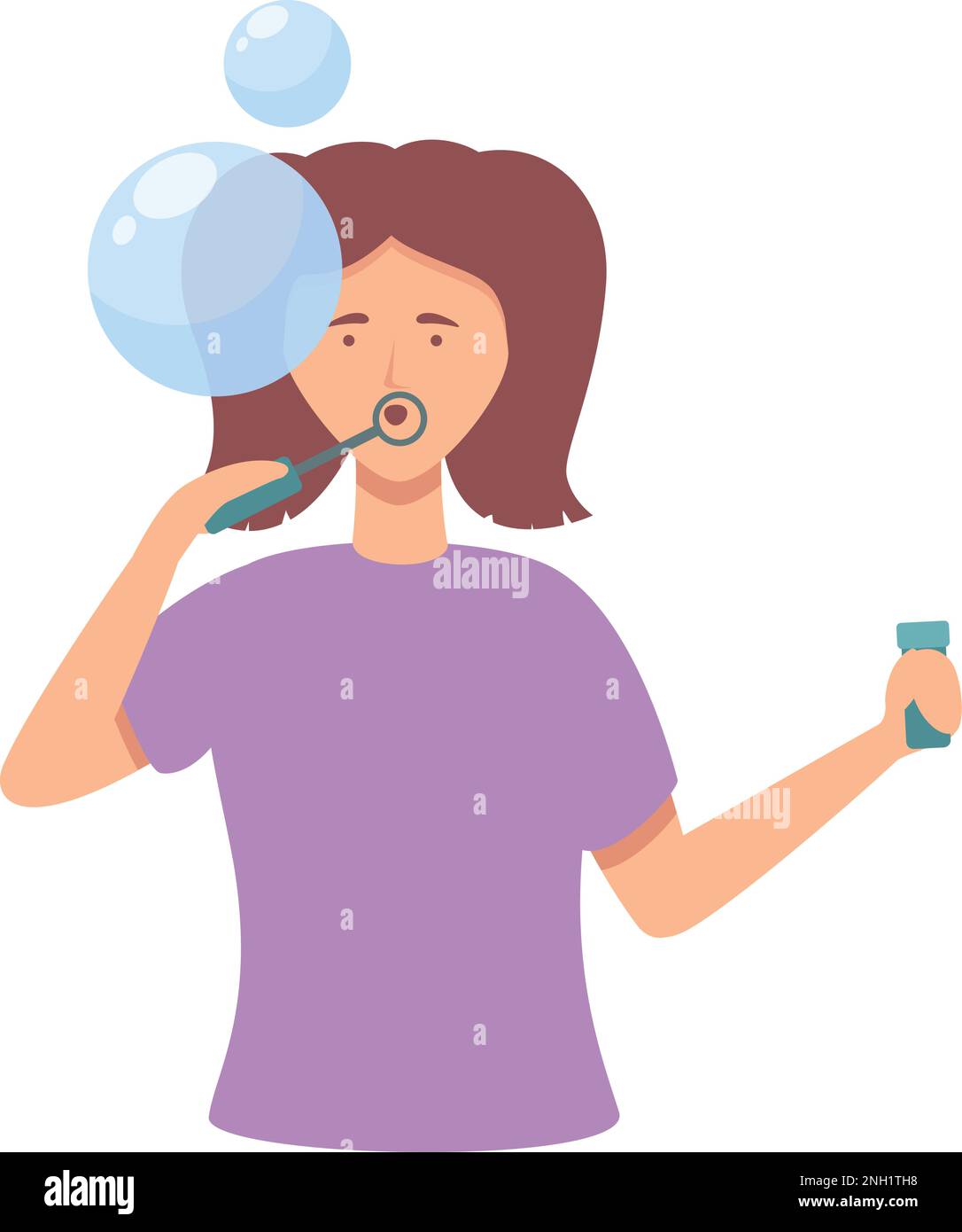 Little girl blowing bubbles wand Cut Out Stock Images & Pictures - Alamy