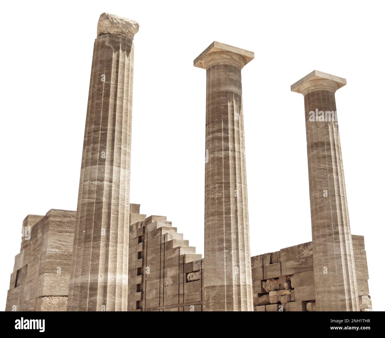 Ancient Greek antique temple facade ruins and columns isolated Stock ...