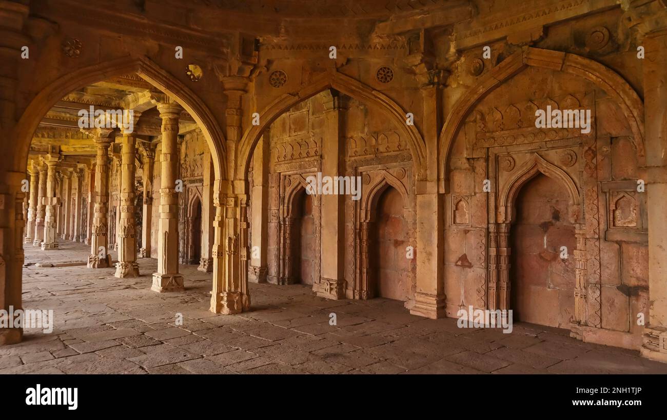 Inside Pillars of Malik Mughith's Mosque, Mandu, Madhya Pradesh, India ...