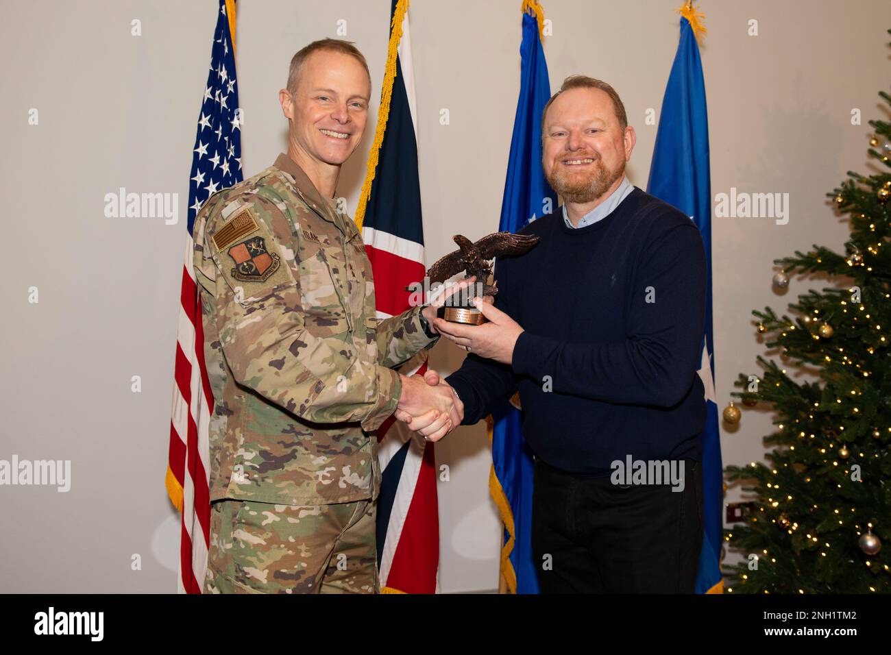 U.S. Air Force, Maj. Gen. Derek France, left, Third Air Force commander ...