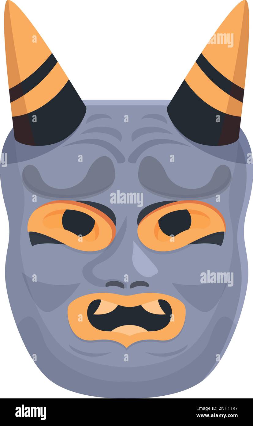 Noh mask icon cartoon vector. Japan face. Kabuki character Stock Vector ...