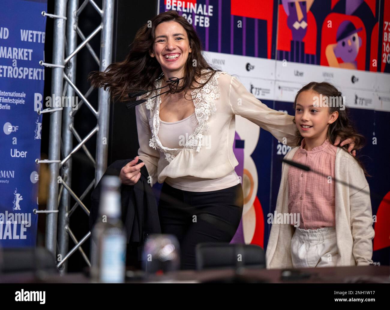 Berlin, Germany. 20th Feb, 2023. Lila Aviles (l), director, and Naima ...