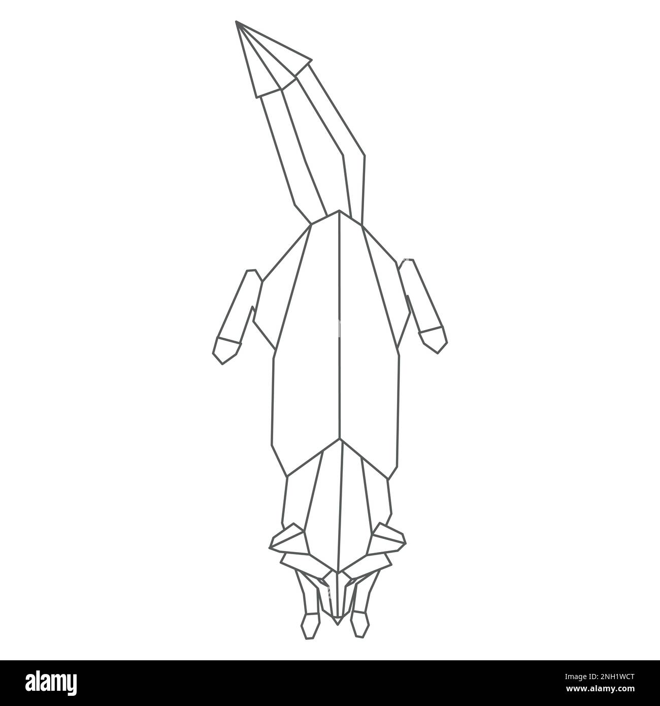 Fox dives into the snow. Geometric linear wild animal. Abstract minimalistic illustration ...