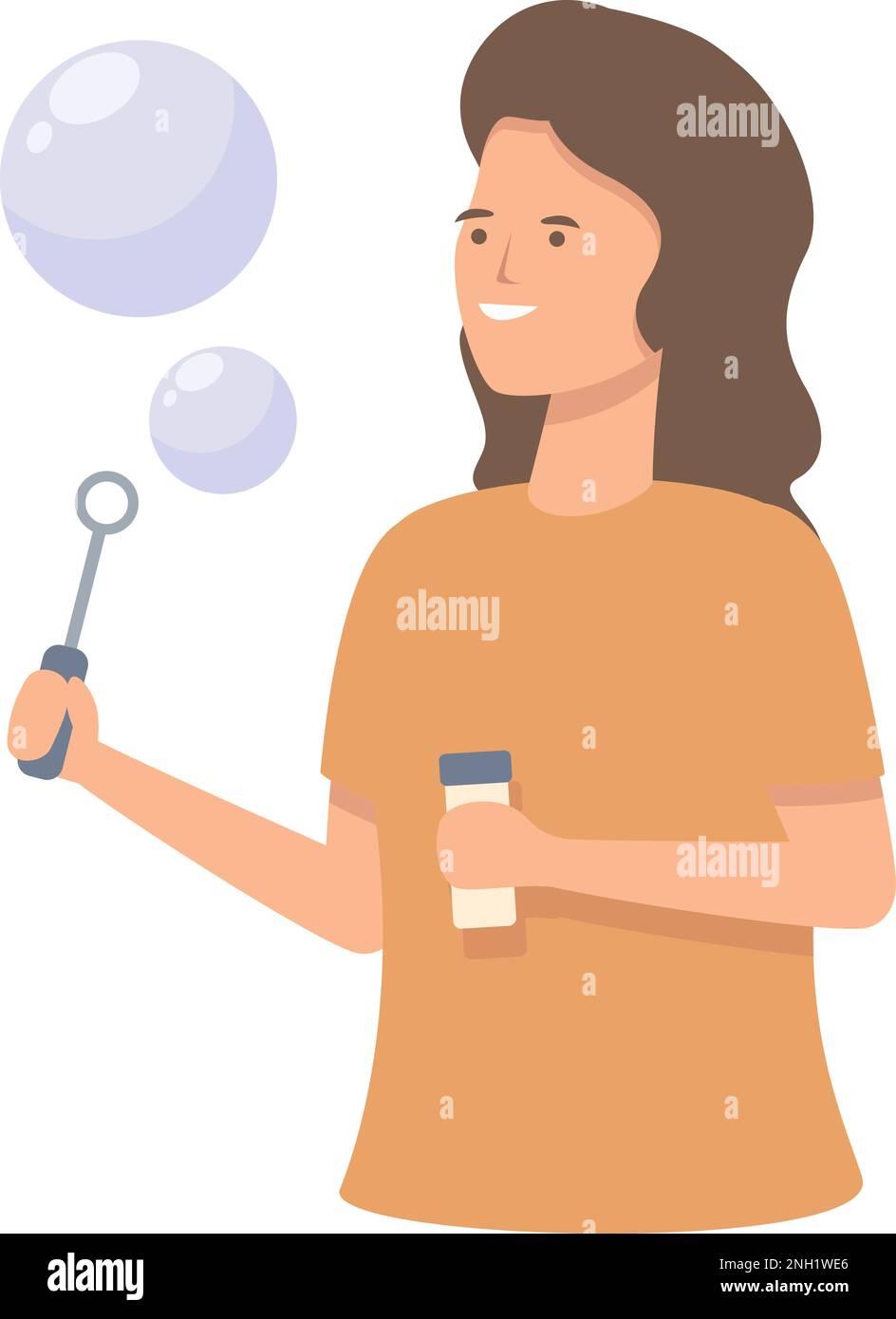 Fun blowing bubbles icon cartoon vector. Kid soap. Girl play Stock ...