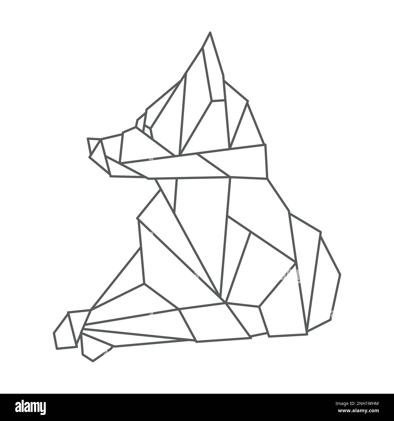 Fox rests lying down. Geometric linear wild animal. Abstract minimalistic illustration. Stylish ...