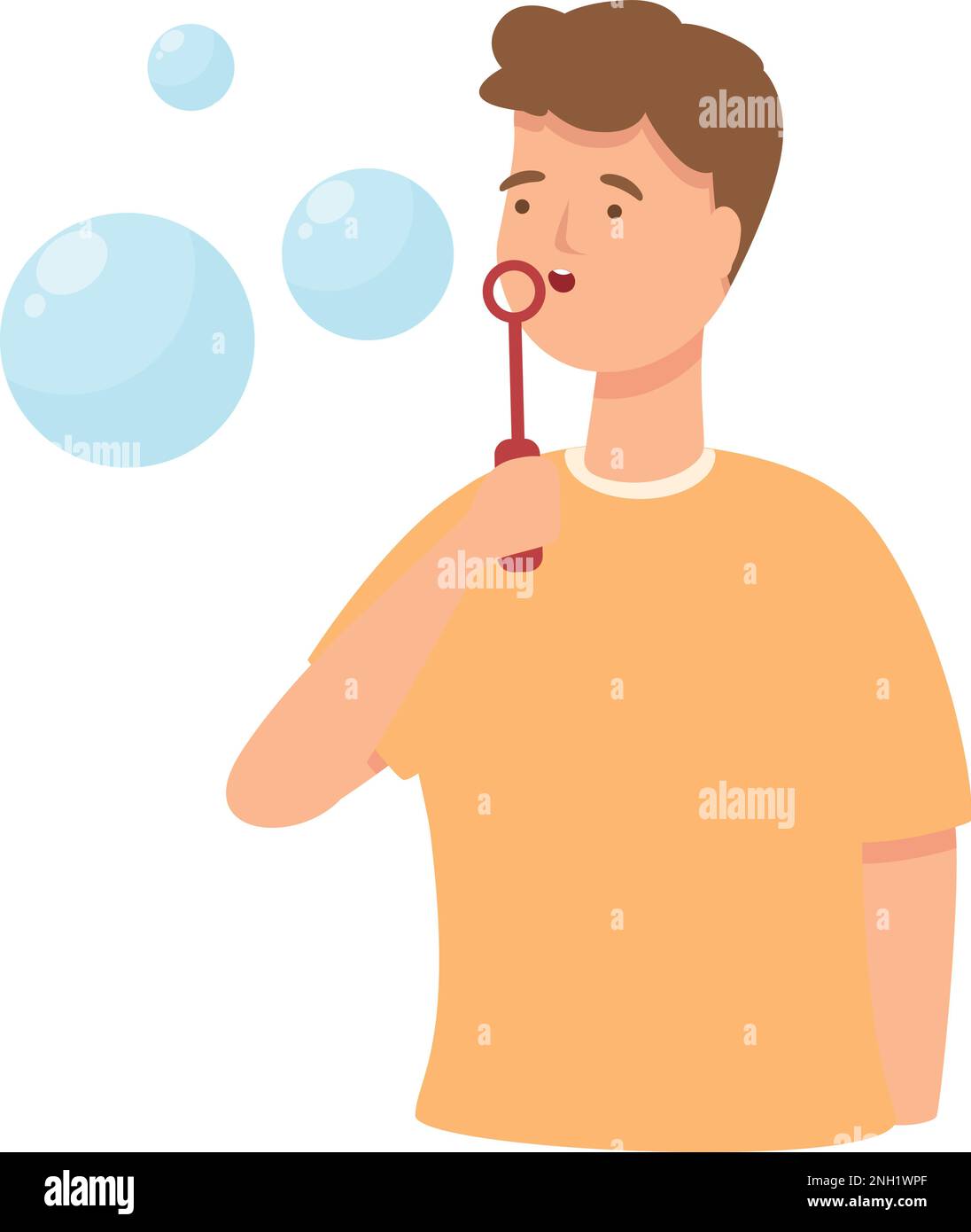Boy blowing bubbles icon cartoon vector. Foam activity. Game fun Stock ...