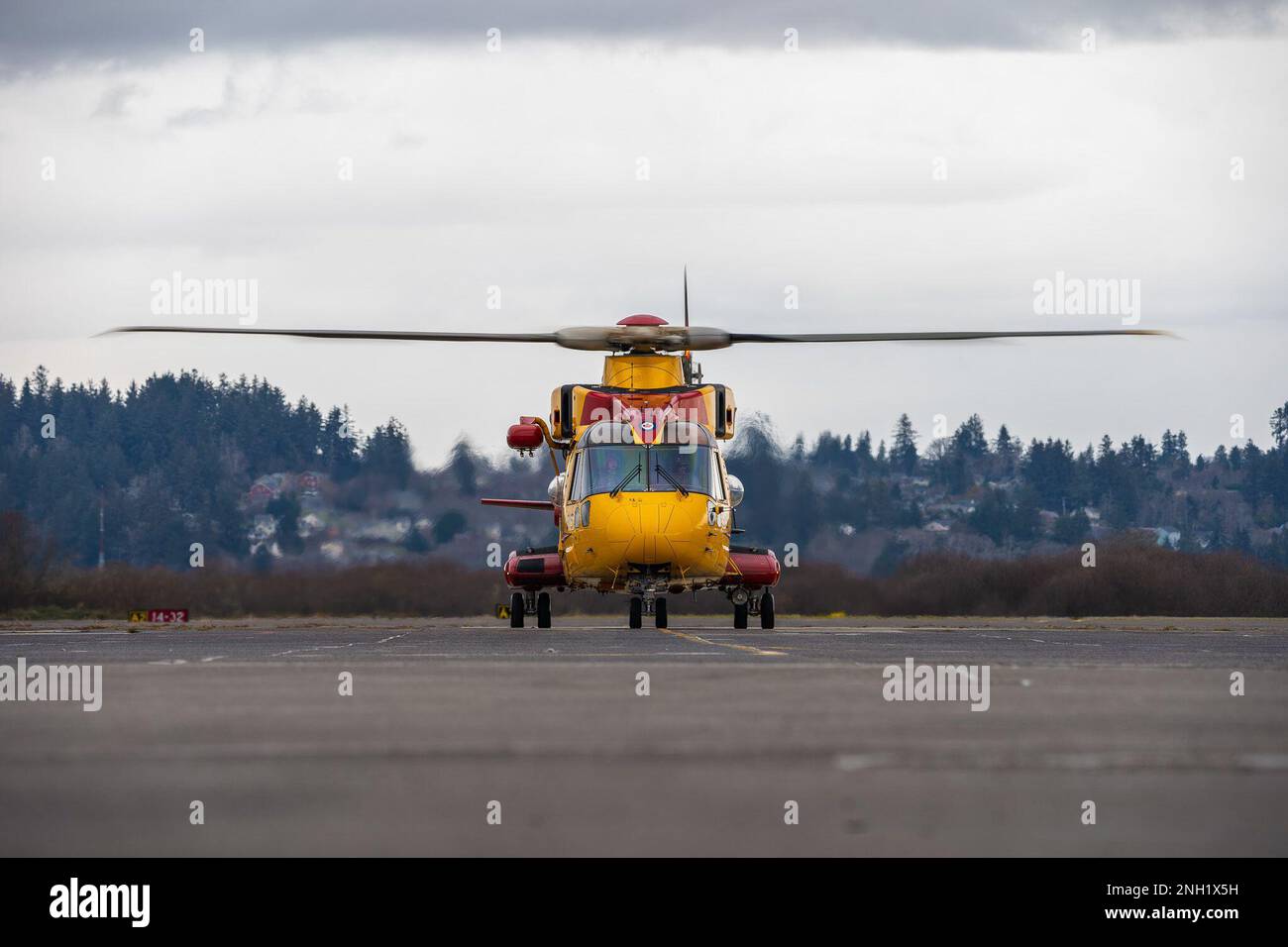 A Royal Canadian Air Force CH-149 Cormorant helicopter aircrew from 442 Transport and rescue ...