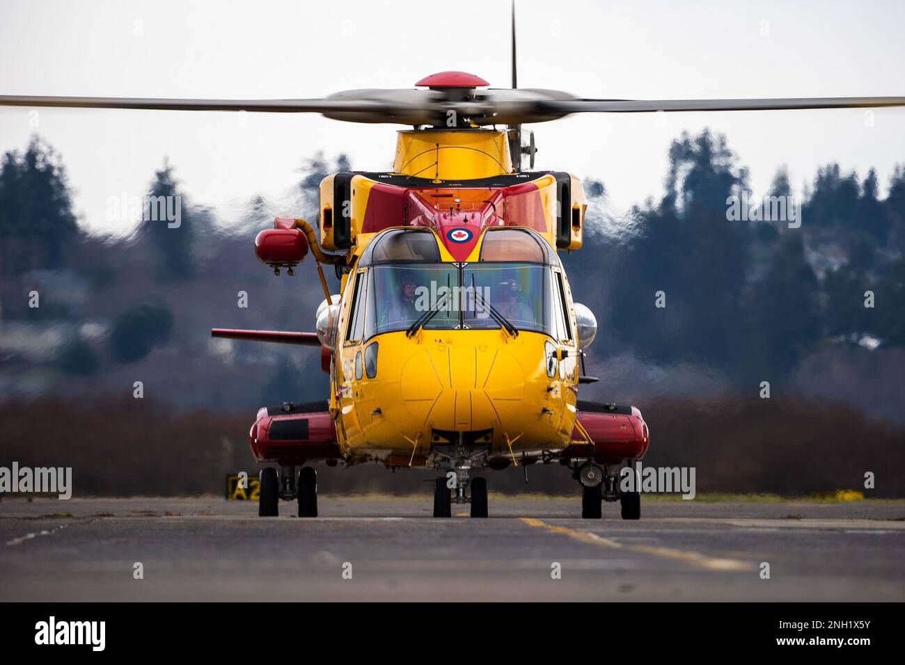 A Royal Canadian Air Force CH-149 Cormorant helicopter aircrew from 442 Transport and rescue ...