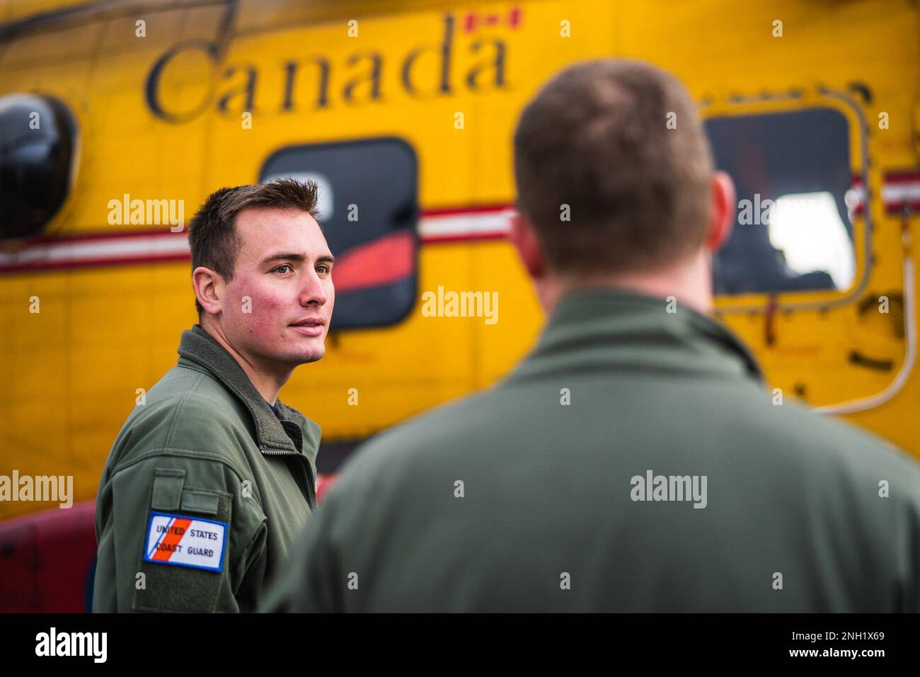 L.t. Kyle Jackson, a pilot at Coast Guard Air Station Astoria, speaks ...