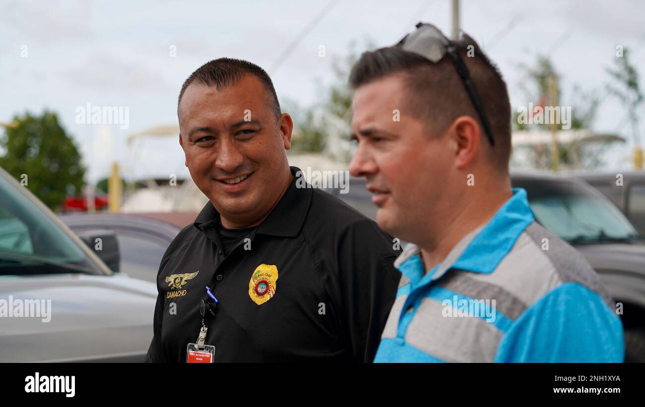 Assistant Port Police Chief Victor Camacho chats with the group as the ...