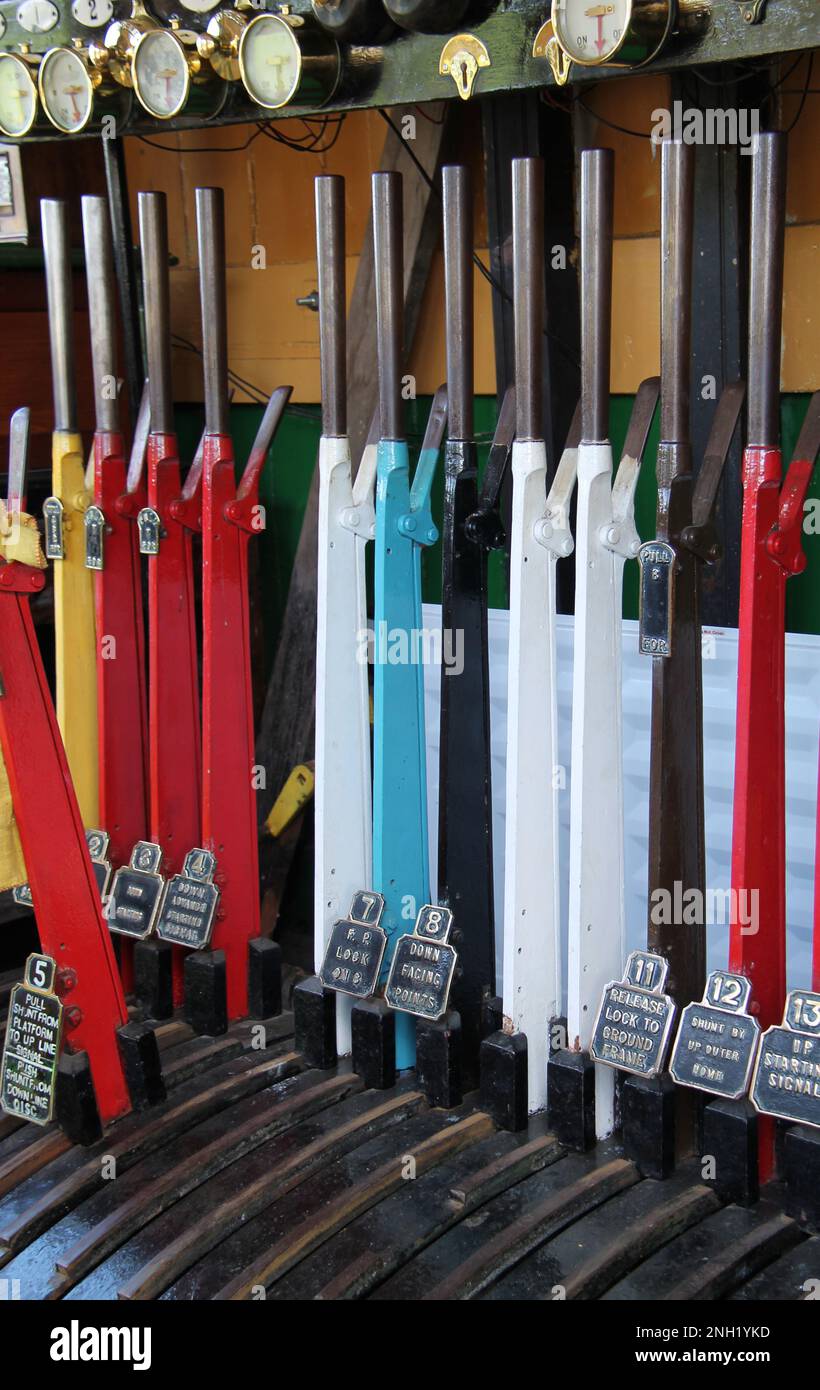 Levers in a signal box hi-res stock photography and images - Alamy