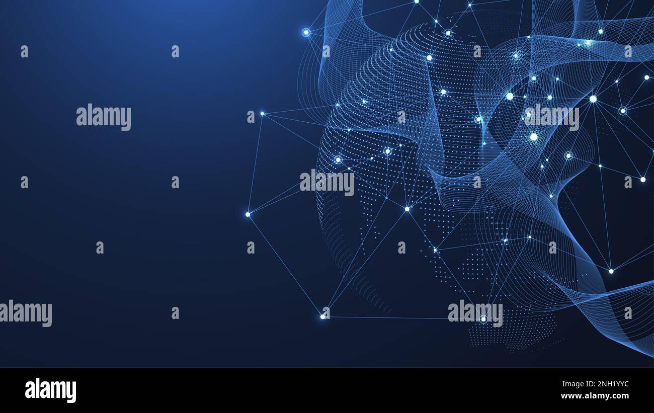 Global network connection illustration. World map point and line ...