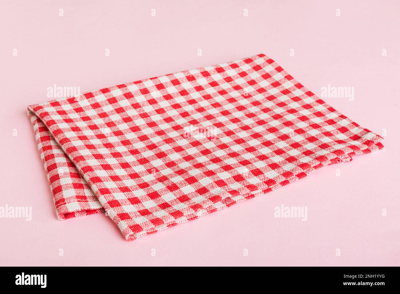 top view with red empty kitchen napkin isolated on table background ...