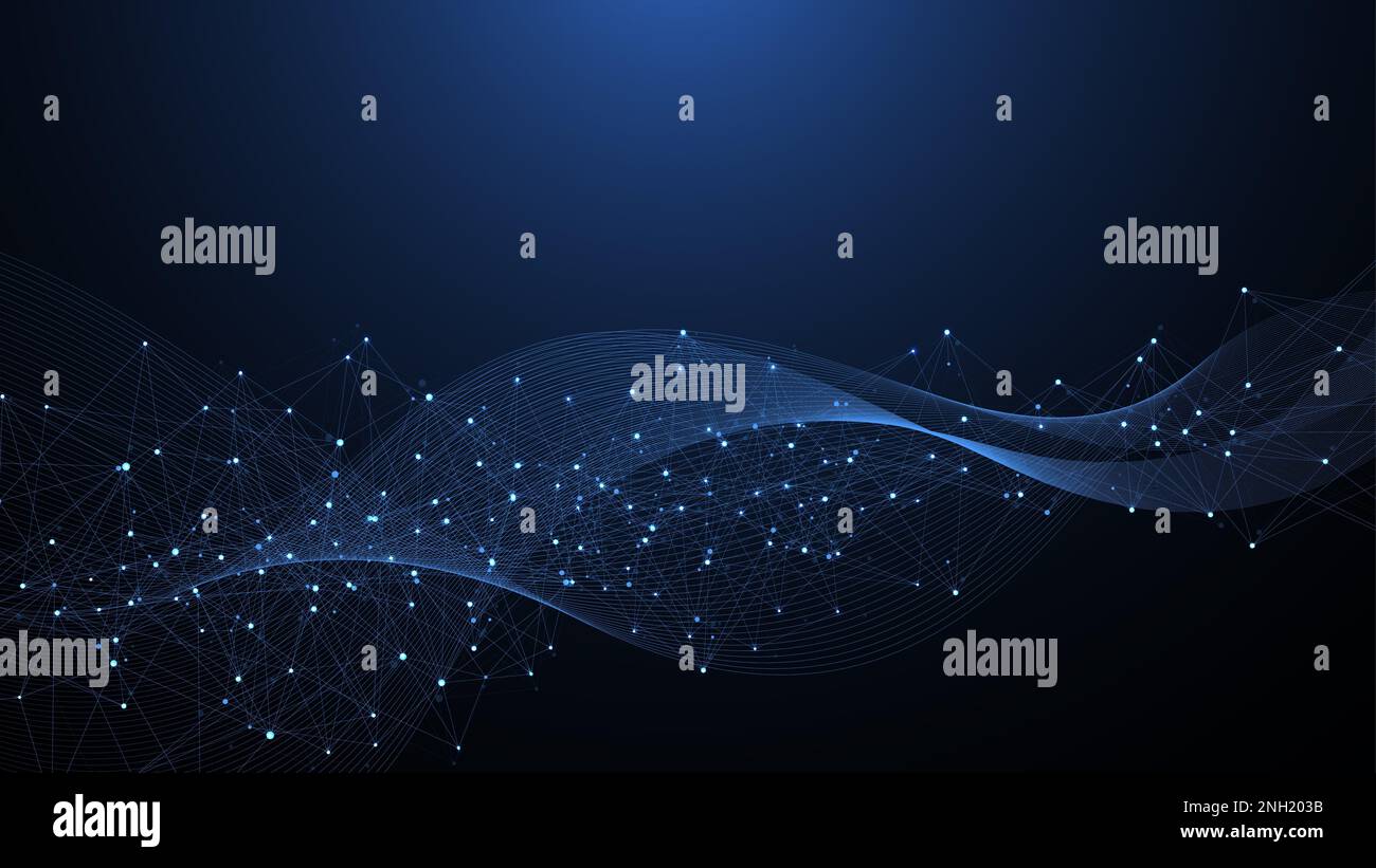 Technology abstract lines and dots connection background. Connection digital data and big data ...