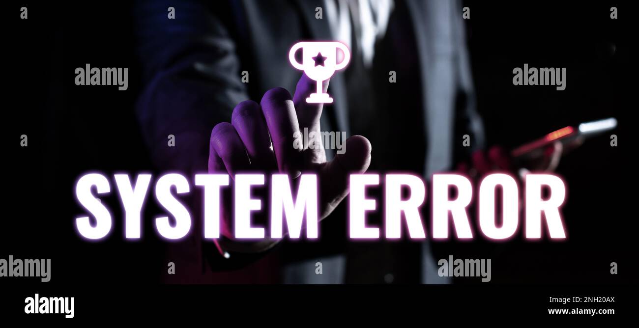 Conceptual caption System Error. Business showcase Technological ...