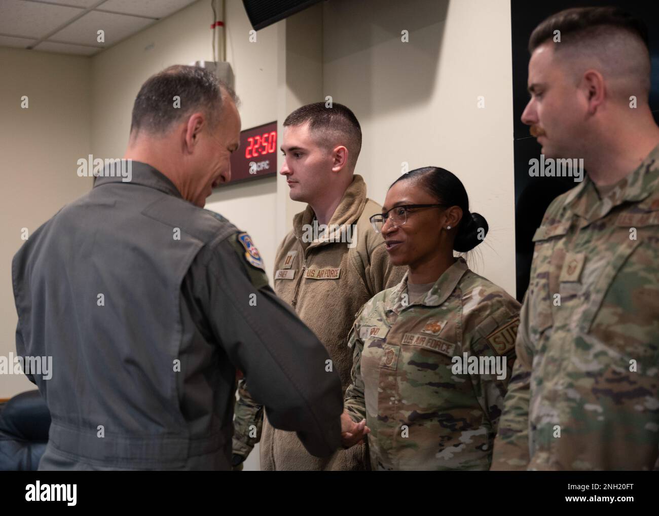 Lt. Gen. Scott L. Pleus, 7th Air Force commander, presents a commander ...