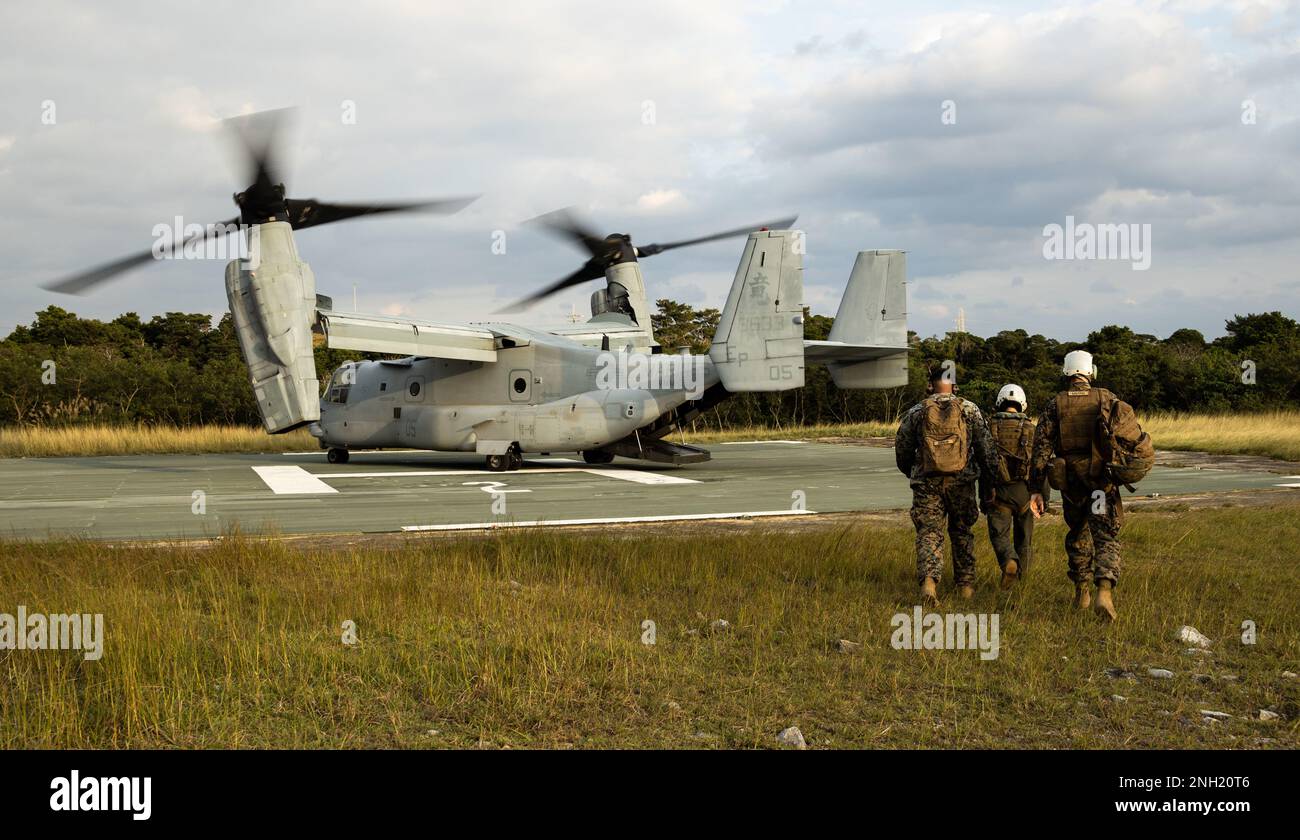 U.S. Marines with 1st Battalion, 2d Marines board an MV-22B Osprey ...