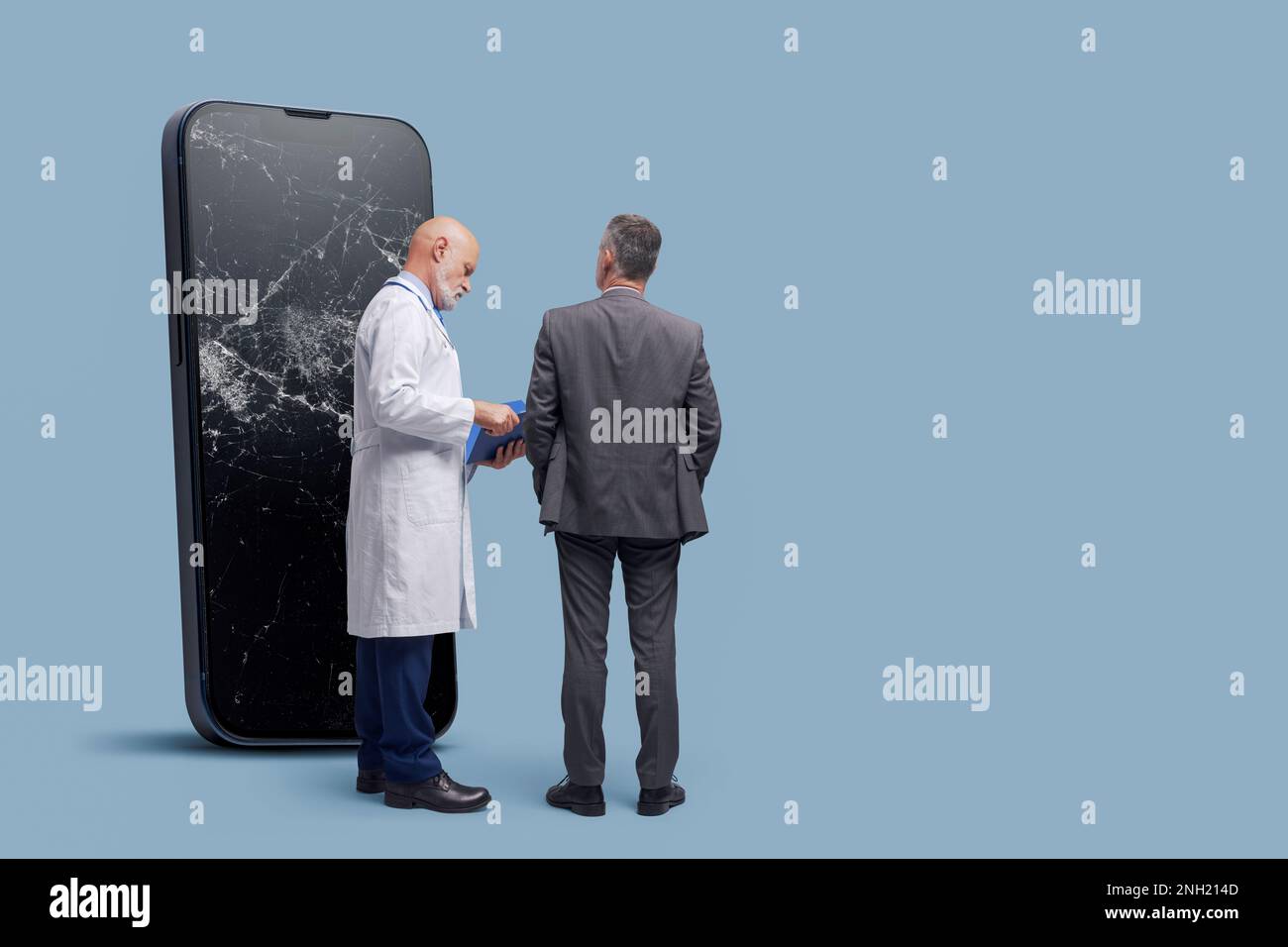 Smartphone and electronics repair service concept: big mobile phone ...