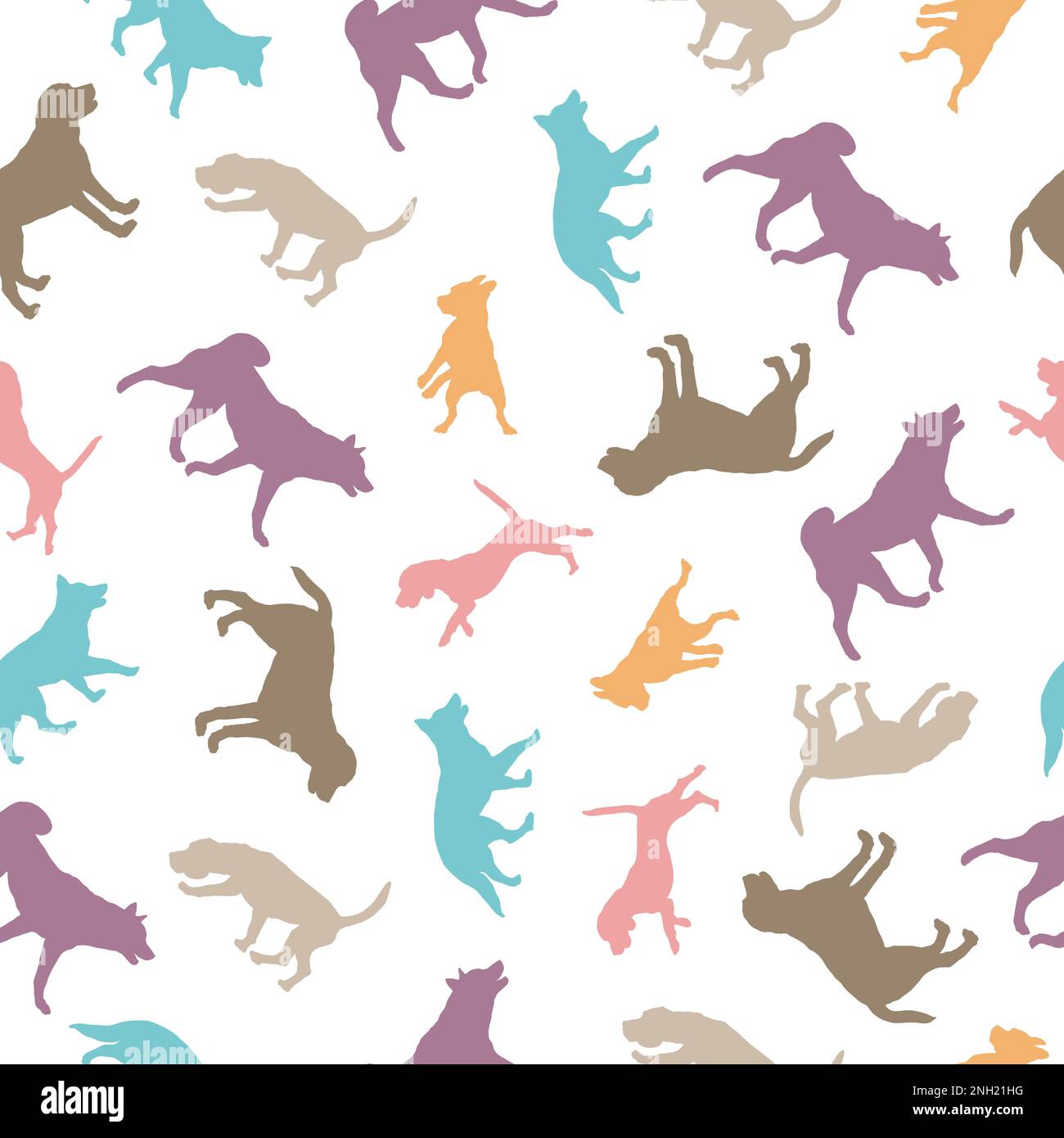 Dogs different colors isolated on a white background. Seamless pattern ...