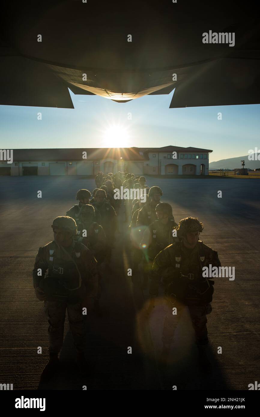 U.S. Army Soldiers assigned to the 173rd Airborne Brigade board a U.S ...