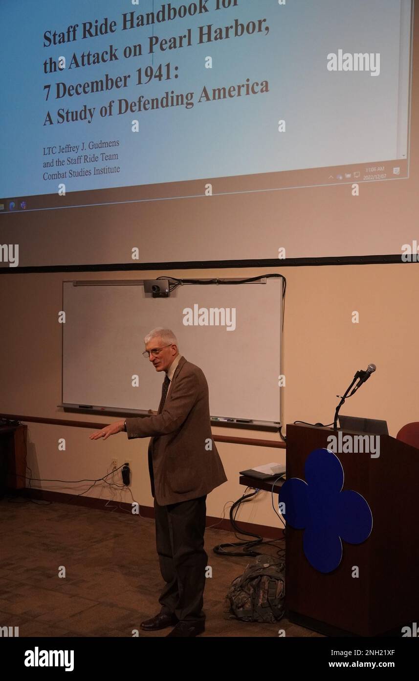 Ward Zischke, 88th Readiness Division historian, gives a presentation ...