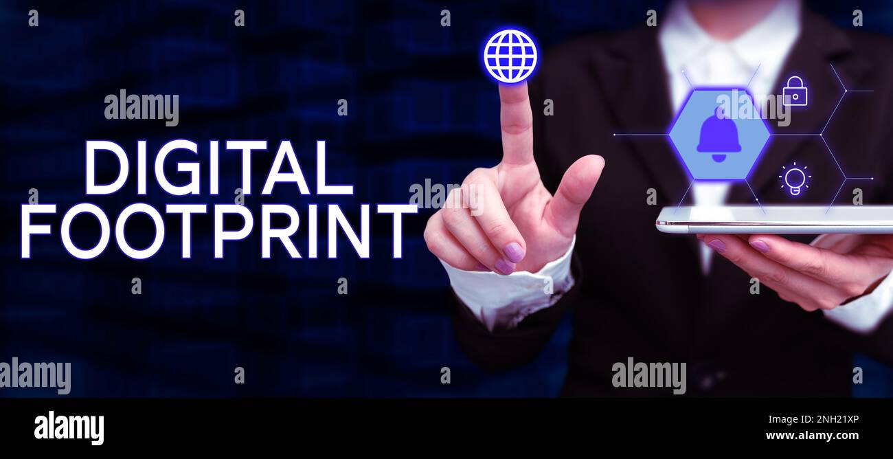 Handwriting text Digital Footprint, Conceptual photo uses digital ...