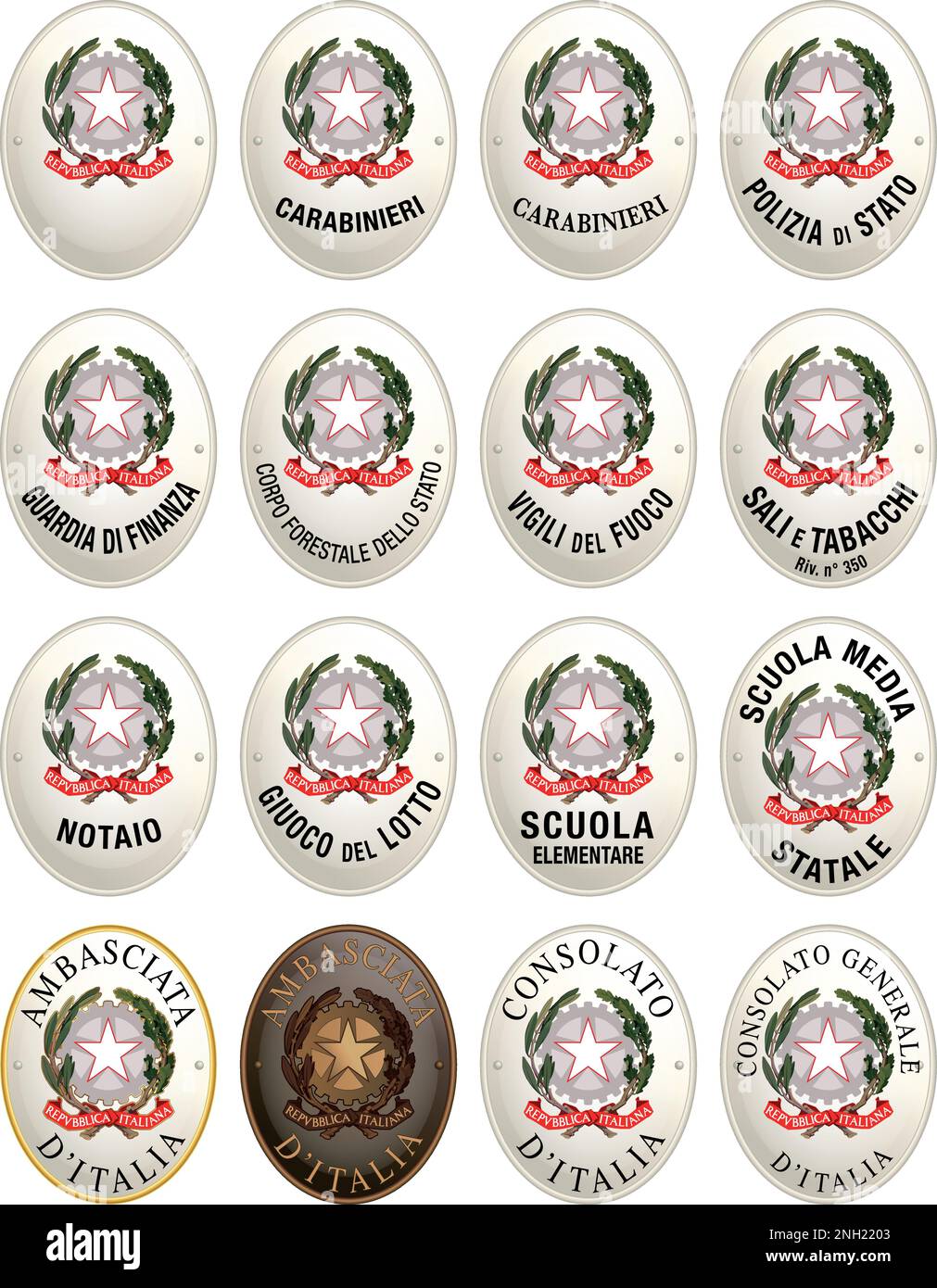 Italy, old vintage oval official emblem plates present in Italian ...
