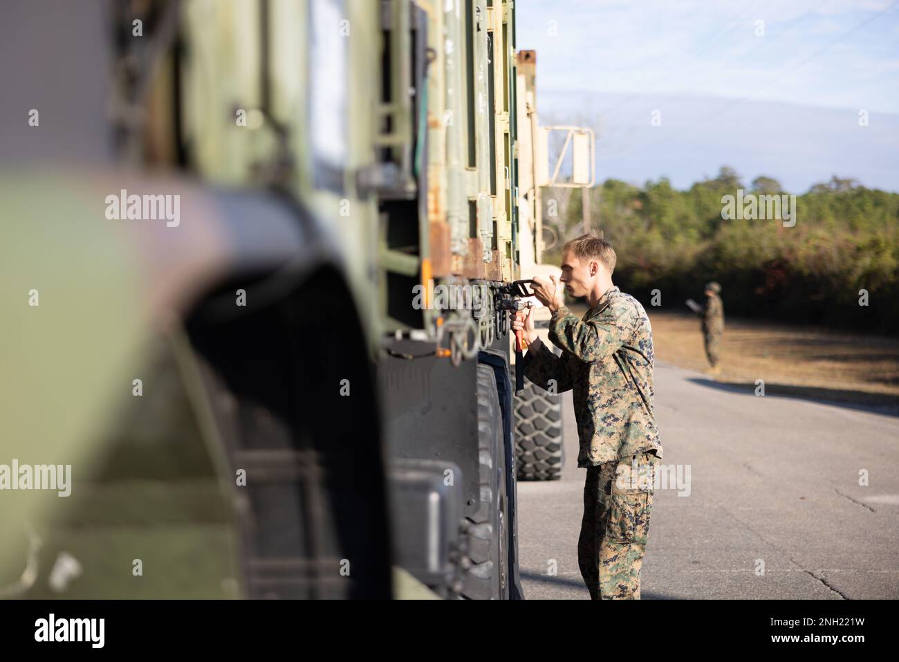U.S. Marine Corps Lance Cpl. Logan Way, an ammunition technician with ...