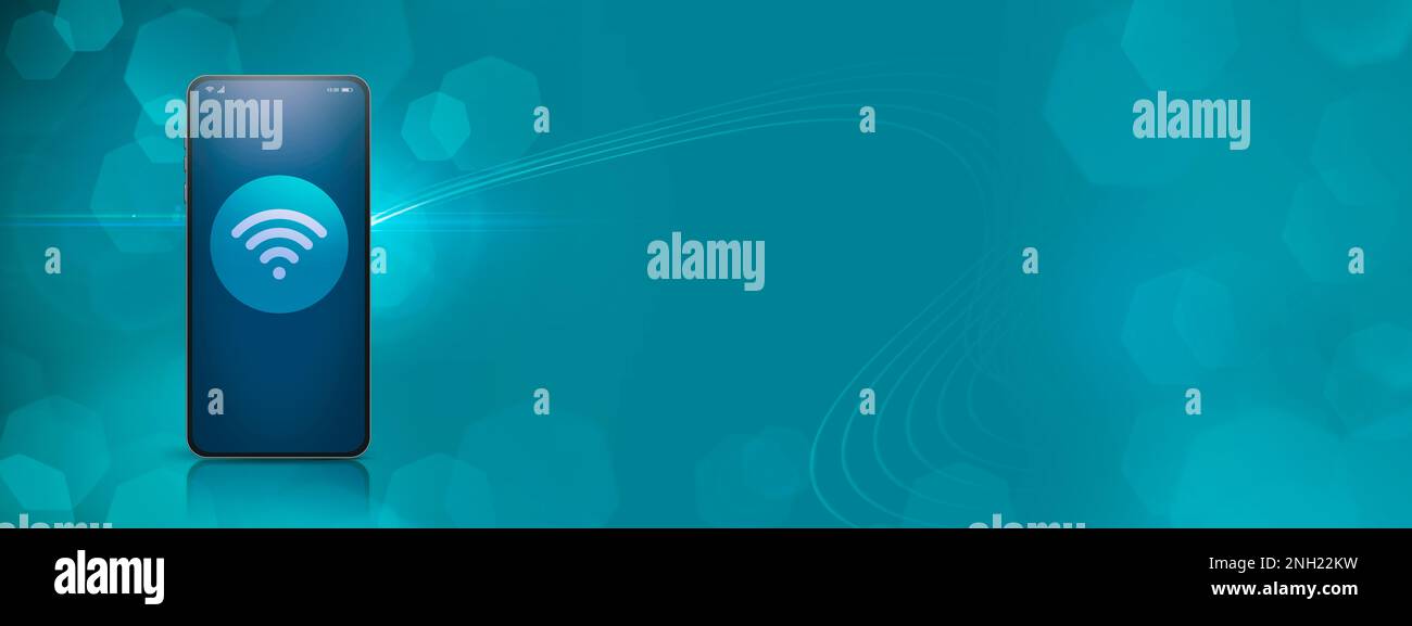 Touch screen smartphone with Wi-Fi icon, internet and connectivity ...