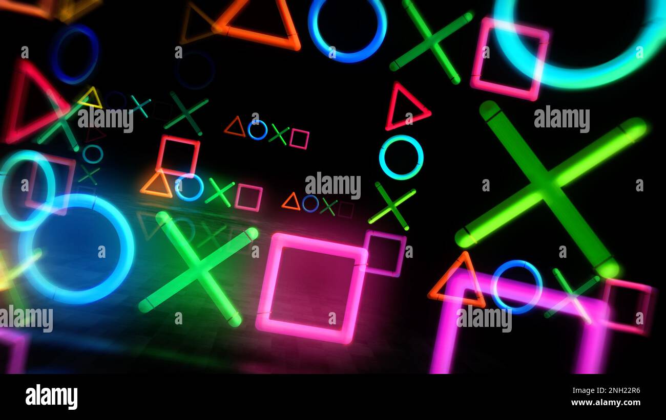 Joystick icons neon symbol. Esport video game controller symbol light ...