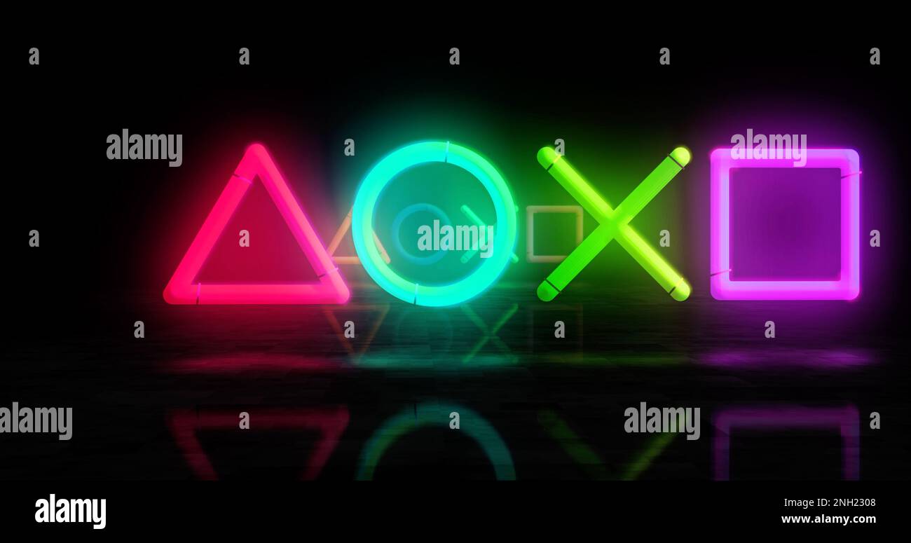 Joystick icons neon symbol. Esport video game controller symbol light ...