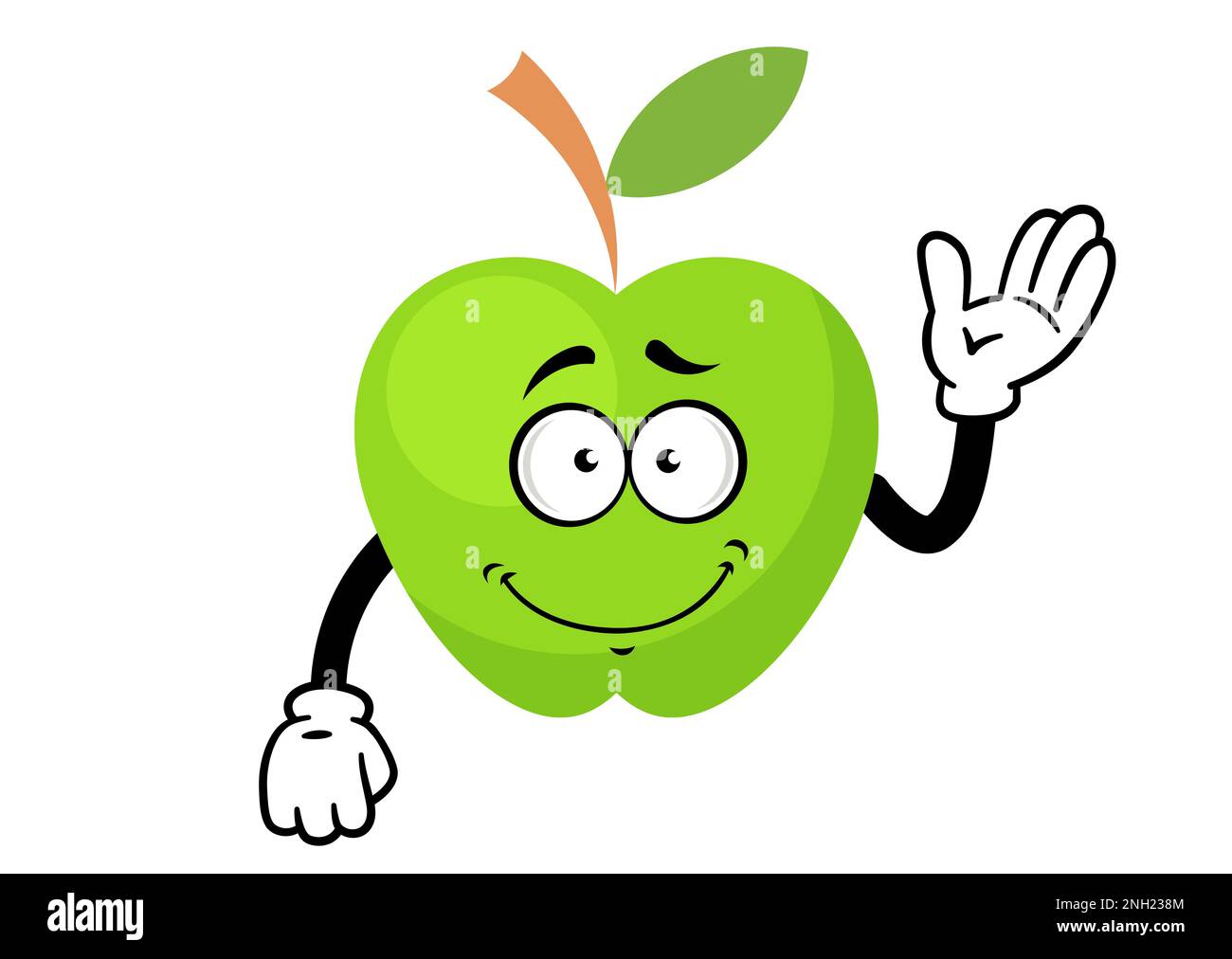 Green cartoon apple character Stock Photo - Alamy