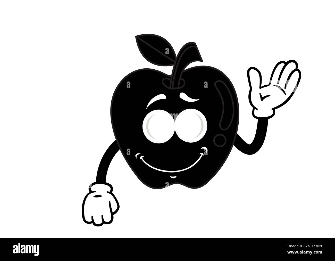 Black apple cartoon character Stock Photo - Alamy