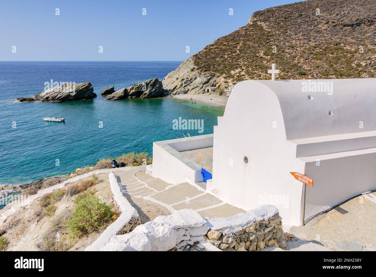 Agios nikolaos beach folegandros hi-res stock photography and images - Alamy