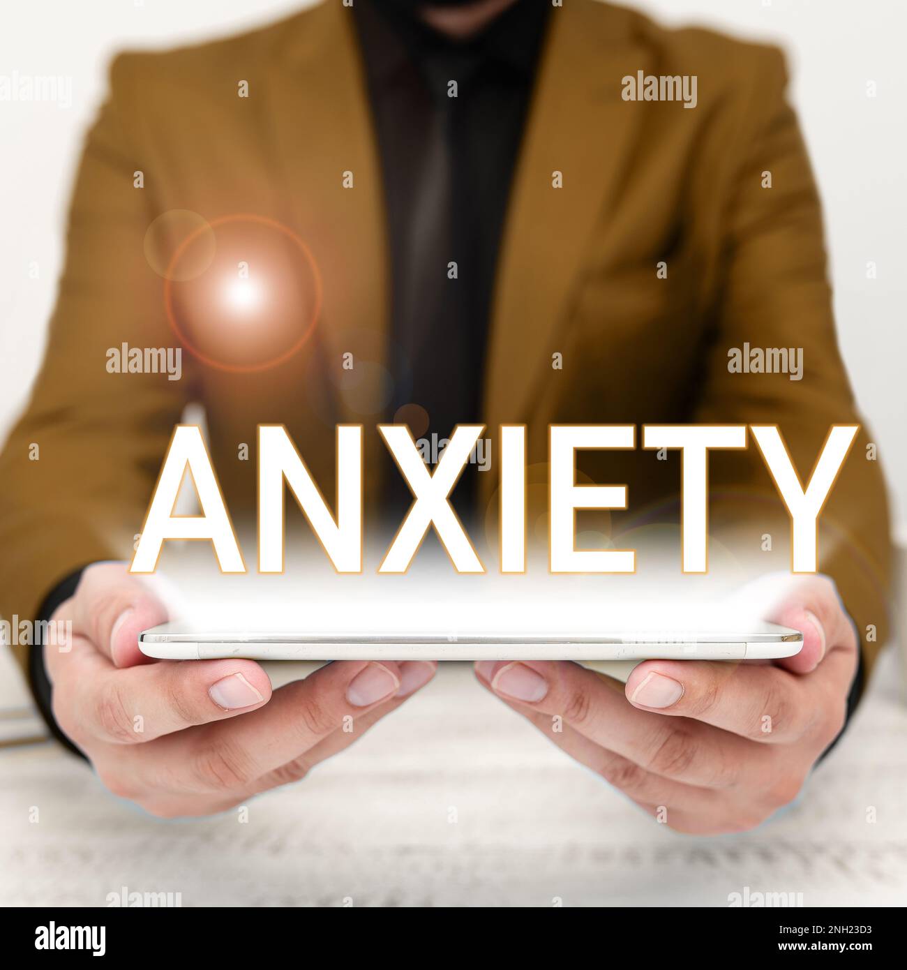 Conceptual caption Anxiety, Business overview Excessive uneasiness and ...