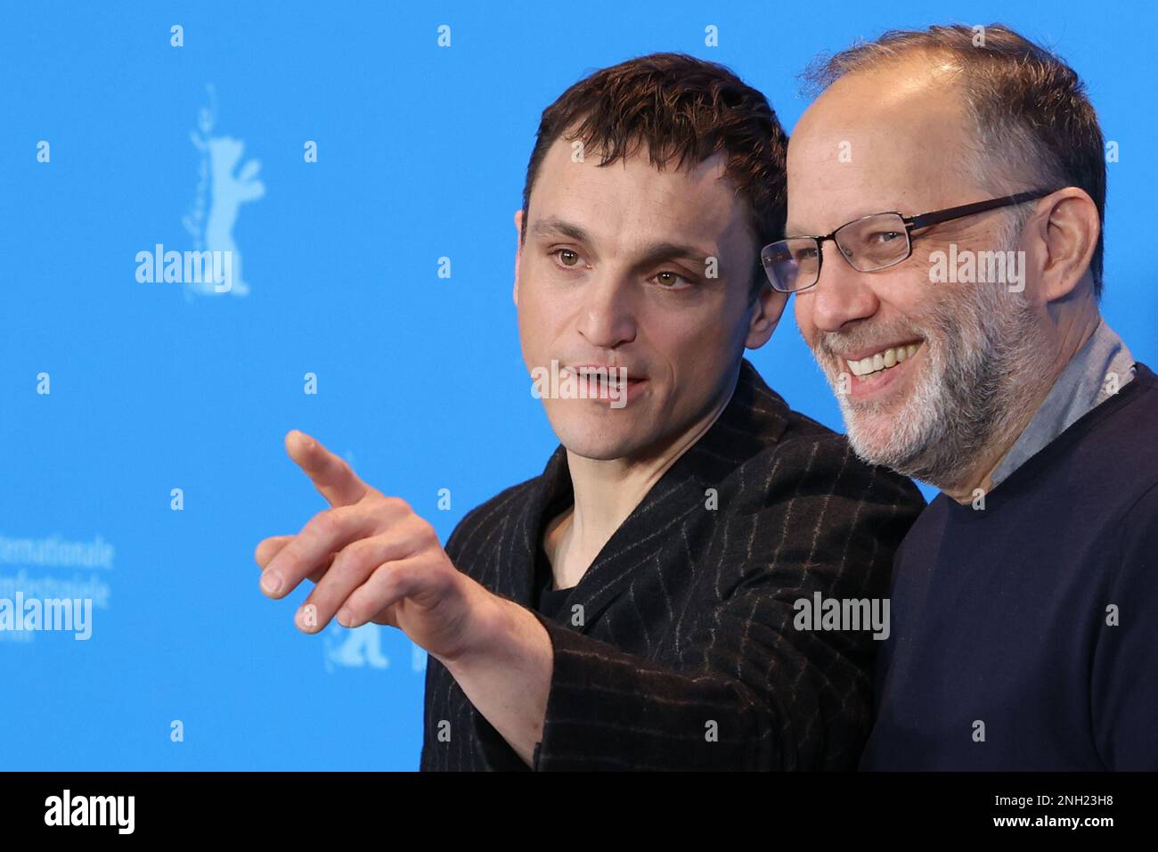 Berlin, Germany. 20th Feb, 2023. Actor Franz Rogowski from Germany (l ...
